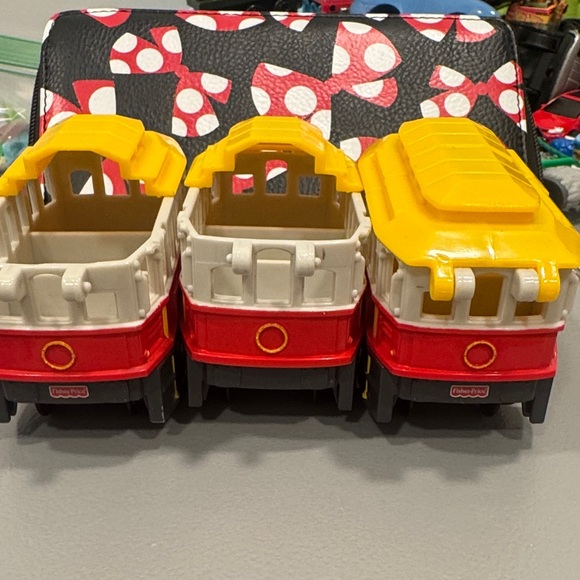 Toys | 3 Fisher Price Geotrax Red Yellow Street Cars Trolley Push Cars ...